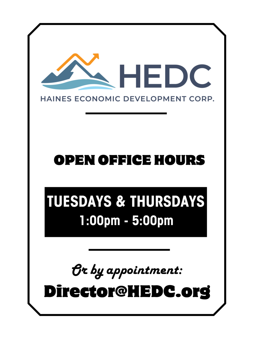 HEDC Office Hours - Haines Economic Development Corporation